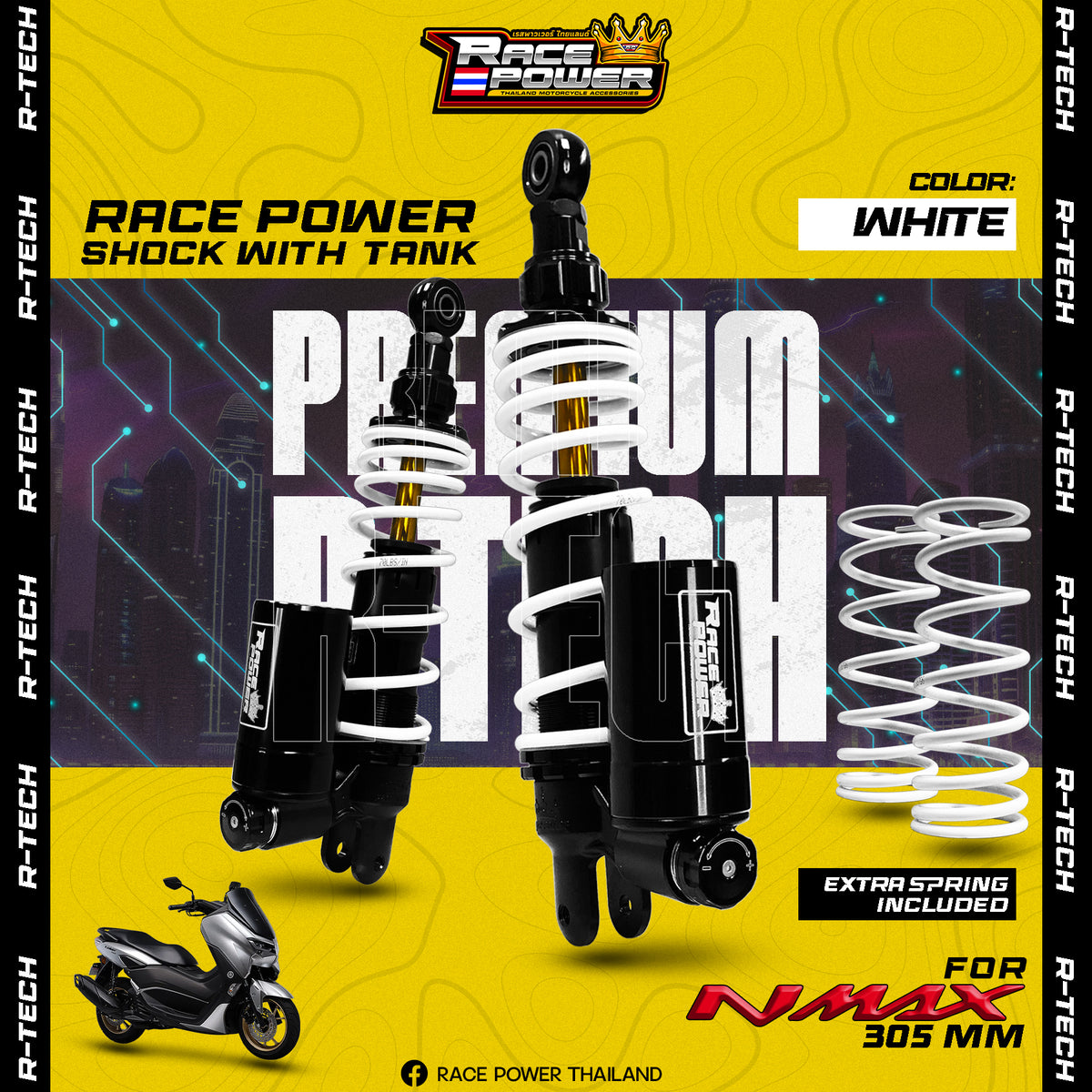 RACE POWER R TECH AEROX / NMAX (WHITE) – Zero One Moto Shop