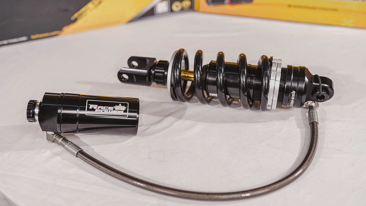 RACE POWER SHOCK 285MM WITH TANK FOR RAIDER CARB/FI (BLACK/SILVER ...