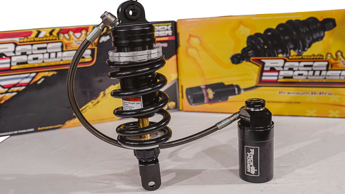 RACE POWER SHOCK 285MM WITH TANK FOR RAIDER CARB/FI (BLACK/SILVER ...